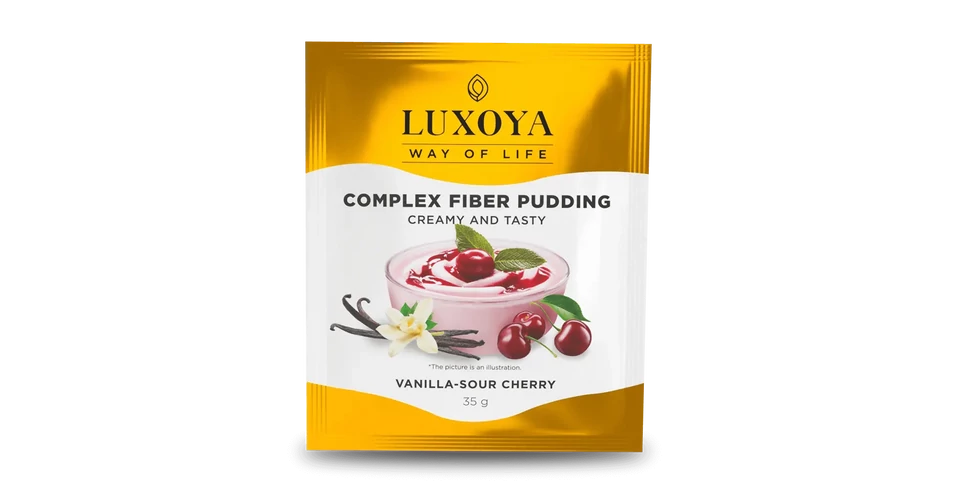 Luxoya Complex Fiber Pudding Creamy and Tasty 35g - Vanilla-Cherry ...